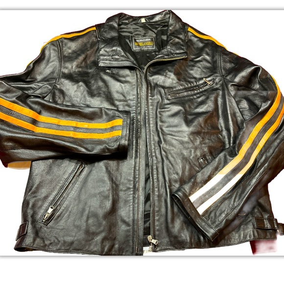 Michelangelo | Jackets & Coats | Racing Biker Black Leather Jacket ...